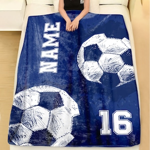 Personalized Soccer Blanket, Custom Football Soft Cozy Sherpa Fleece ...