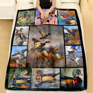 Duck Hunting Personalized Blanket, Fleece Sherpa Baby Blanket Gift ...