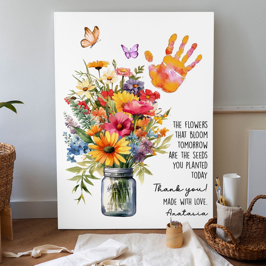 Teacher Appreciation Flower Wall Print, Housewarming Wall Art, Gift for ...