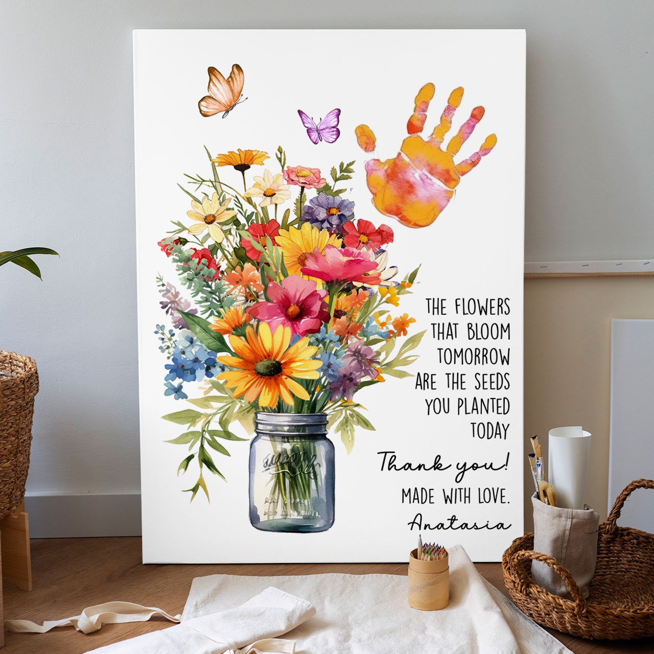 Teacher Appreciation Flower Wall Print, Housewarming Wall Art, Gift for ...