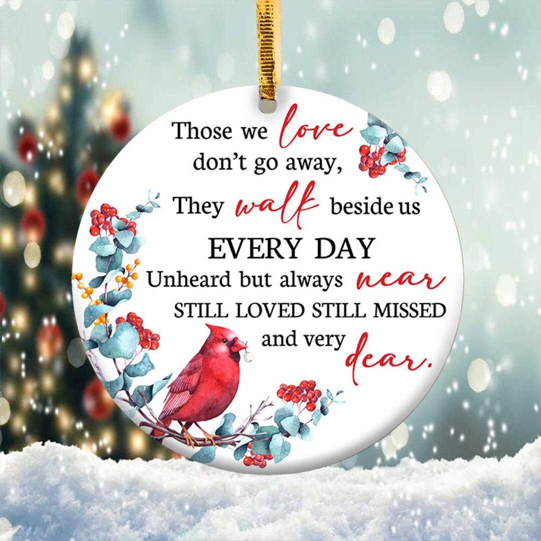 Memory Cardinal Ornament Png, Round Christmas Ornament, PNG Instant ...