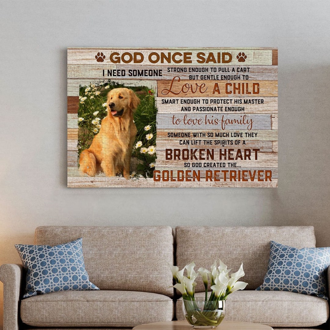 Golden Retriever Wall Art, God Created Golden Canvas, Dog Home Wall ...