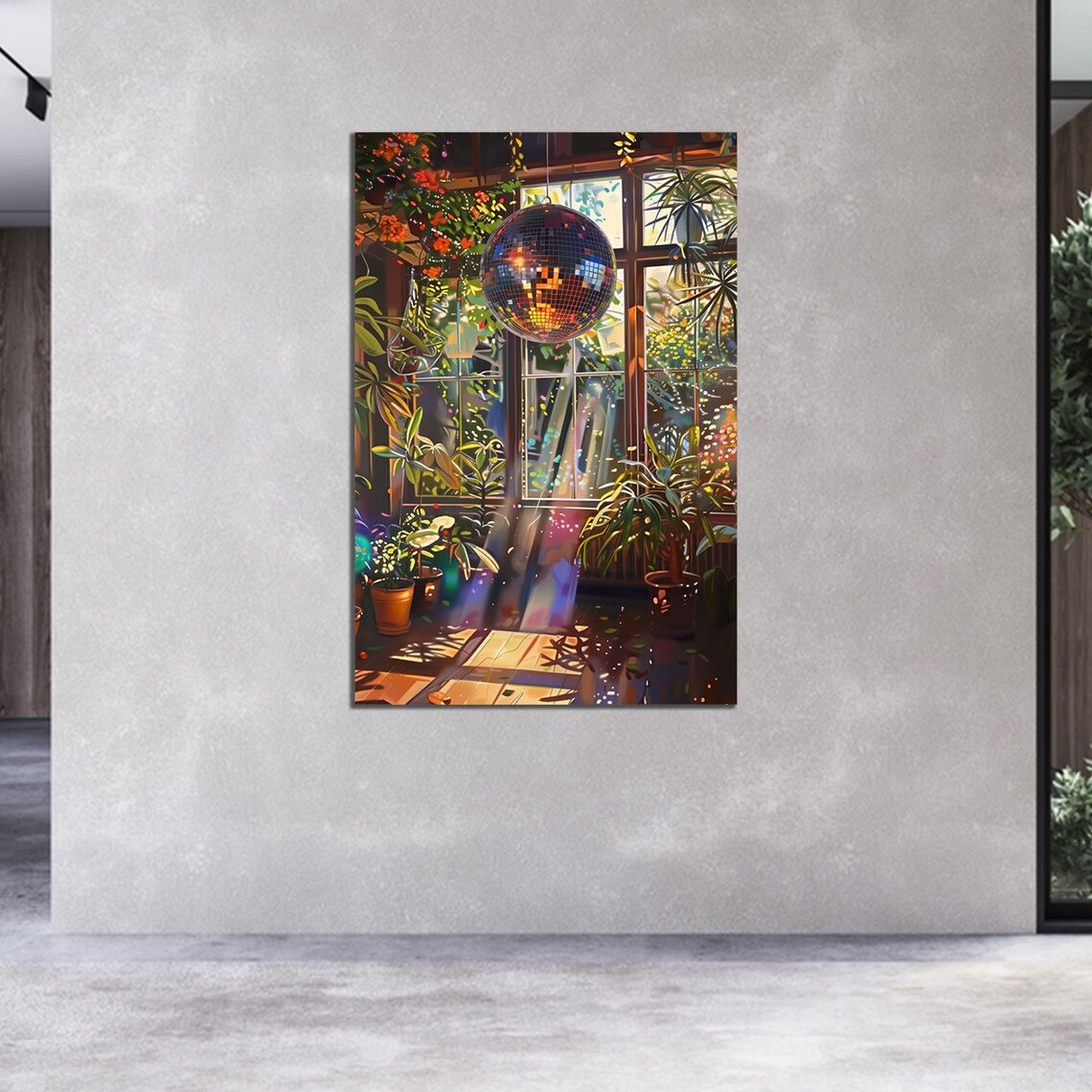 Disco Ball & Plant Canvas Poster, Plant Wall Art, Plant Poster ...