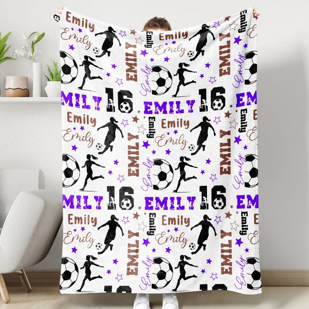 Soccer Lover Personalized Blanket, Soccer Gifts, Custom Blankets for ...
