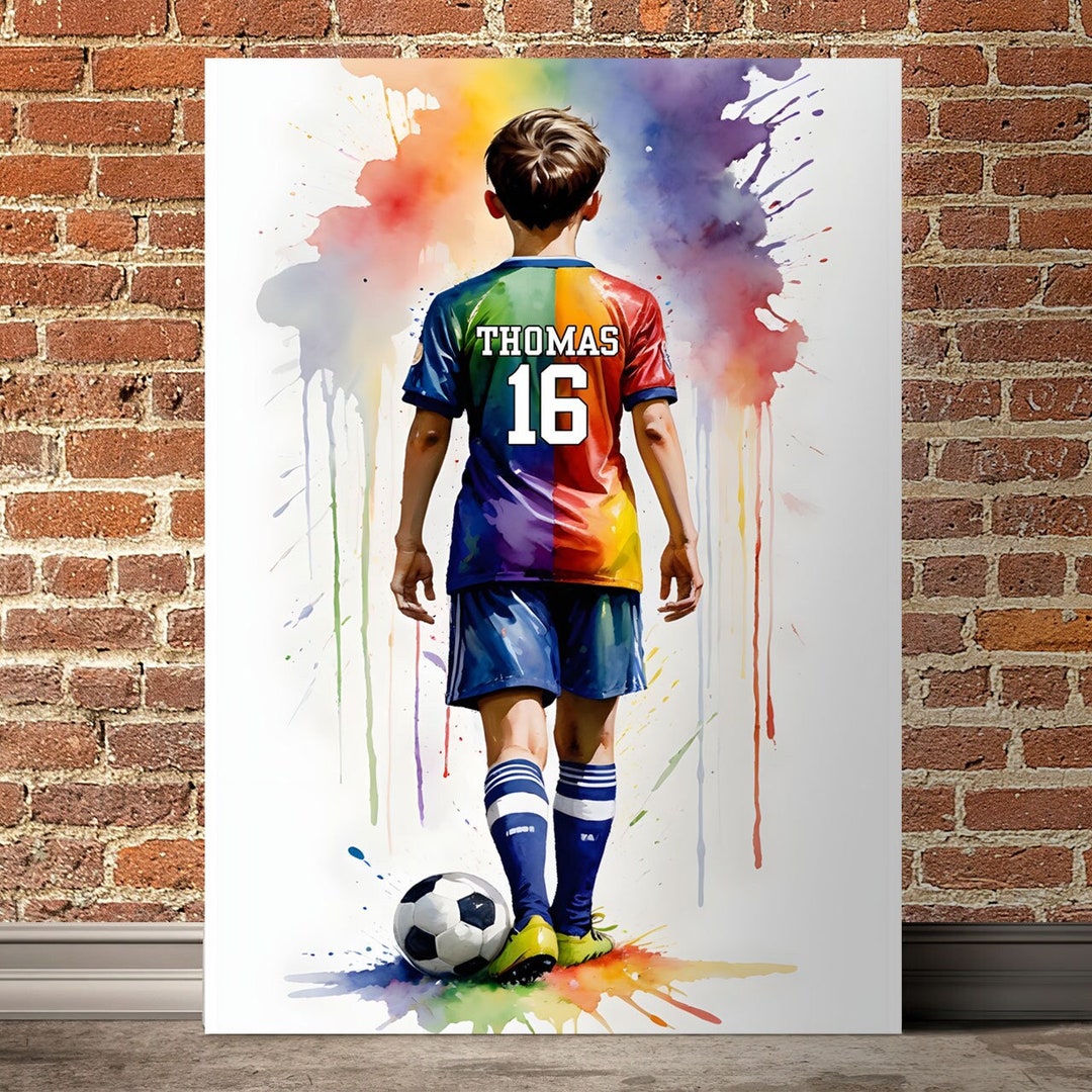 Football Boy Player Canvas Poster, Personalised Football Player, Custom ...