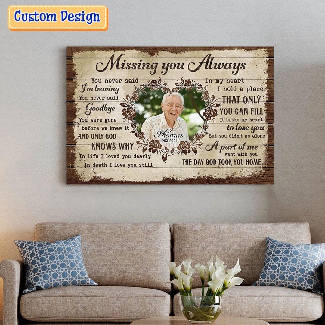 Missing You Always Canvas Poster, Personalized Memorial Canvas, Custom ...