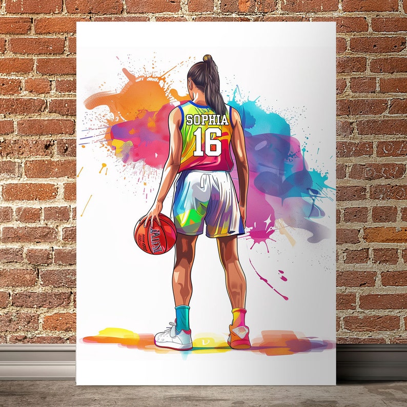 Basketball Girl Player Canvas Poster,personalised Basketball Player ...