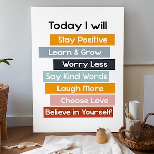 Today I Will Canvas, Motivational Kids Poster, Classroom Posters Quotes ...
