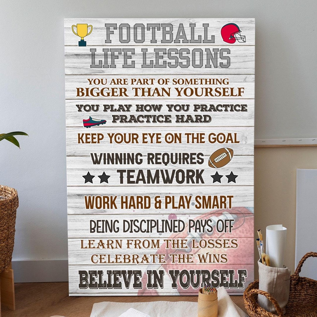 Football Life Lessons Farmhouse Canvas Poster, Inspirational Sports ...