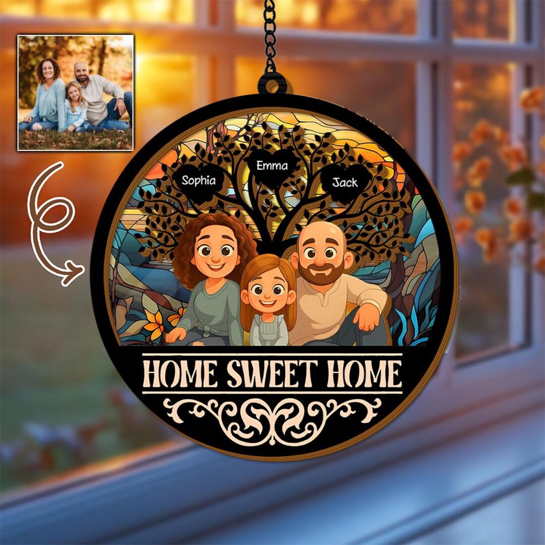Personalized Family Suncatcher,custom Stained Glass Window Hanging, Hơm ...