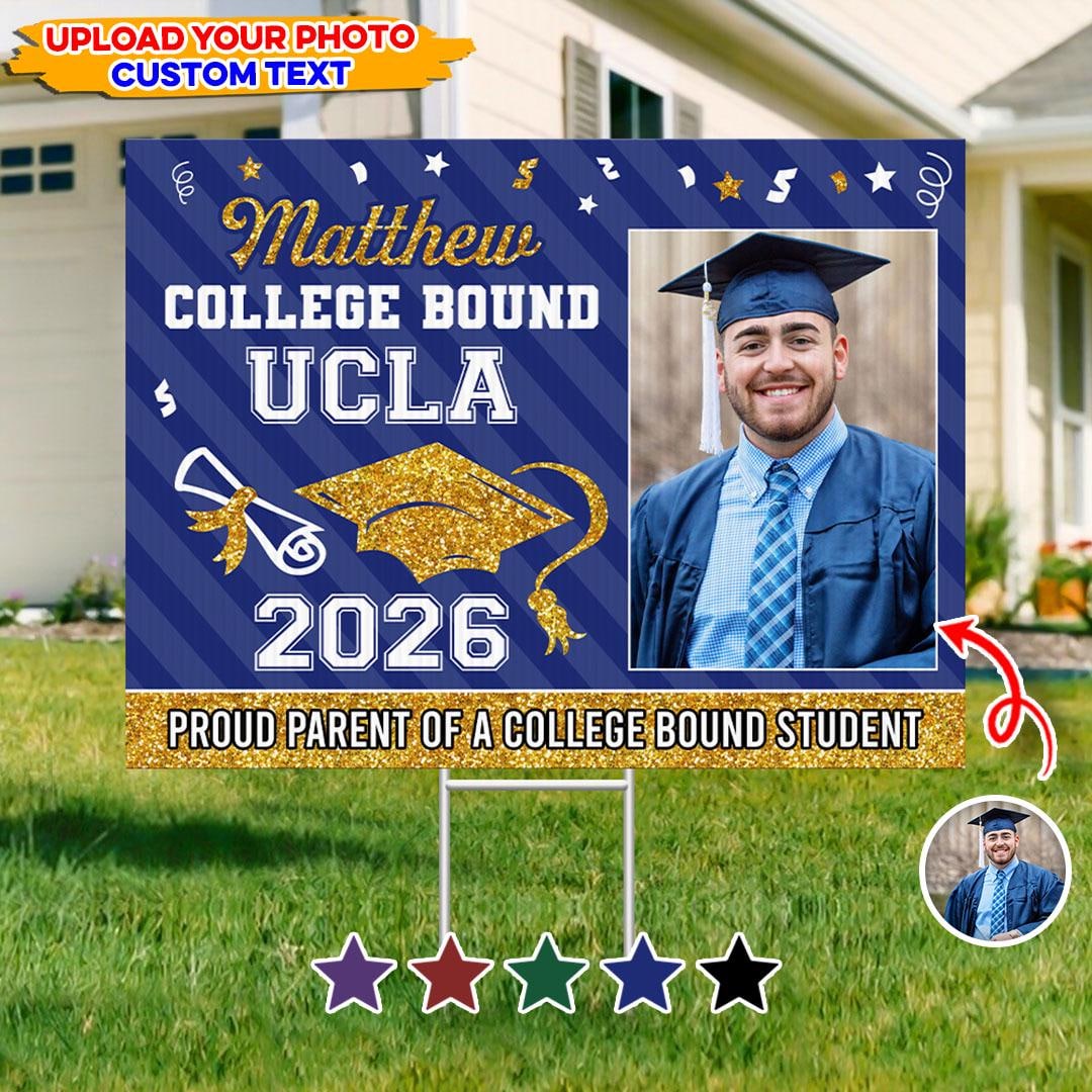 College Bound Yard Sign 2026, Personalized Graduation Lawn Sign With ...