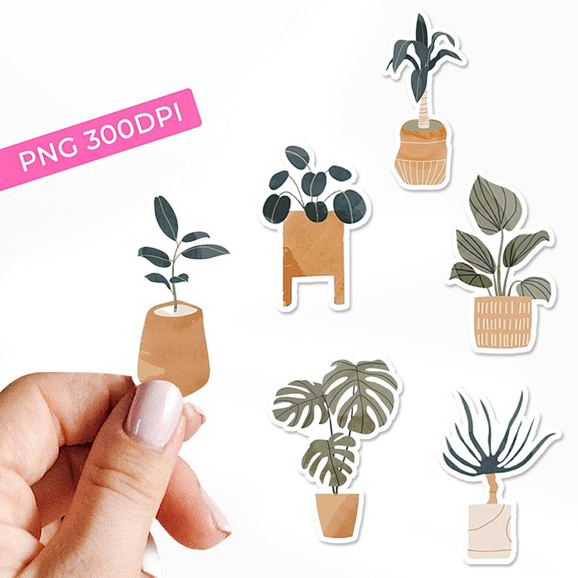House Plants Sticker Bundle, Sticker PNG Bundle, Printable Stickers ...