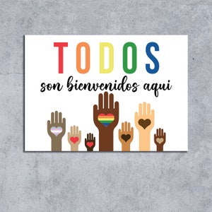 TODOS Son Bienvenidos Aqui Diversity Canvas, Diversity Classroom Decor ...