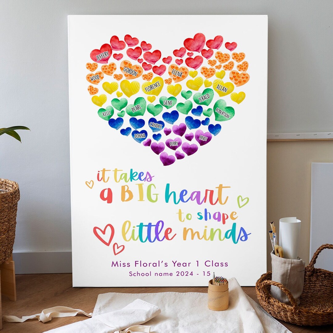 Teacher Heart Canvas, It Takes A Big Heart to Shape Little Minds Poster ...
