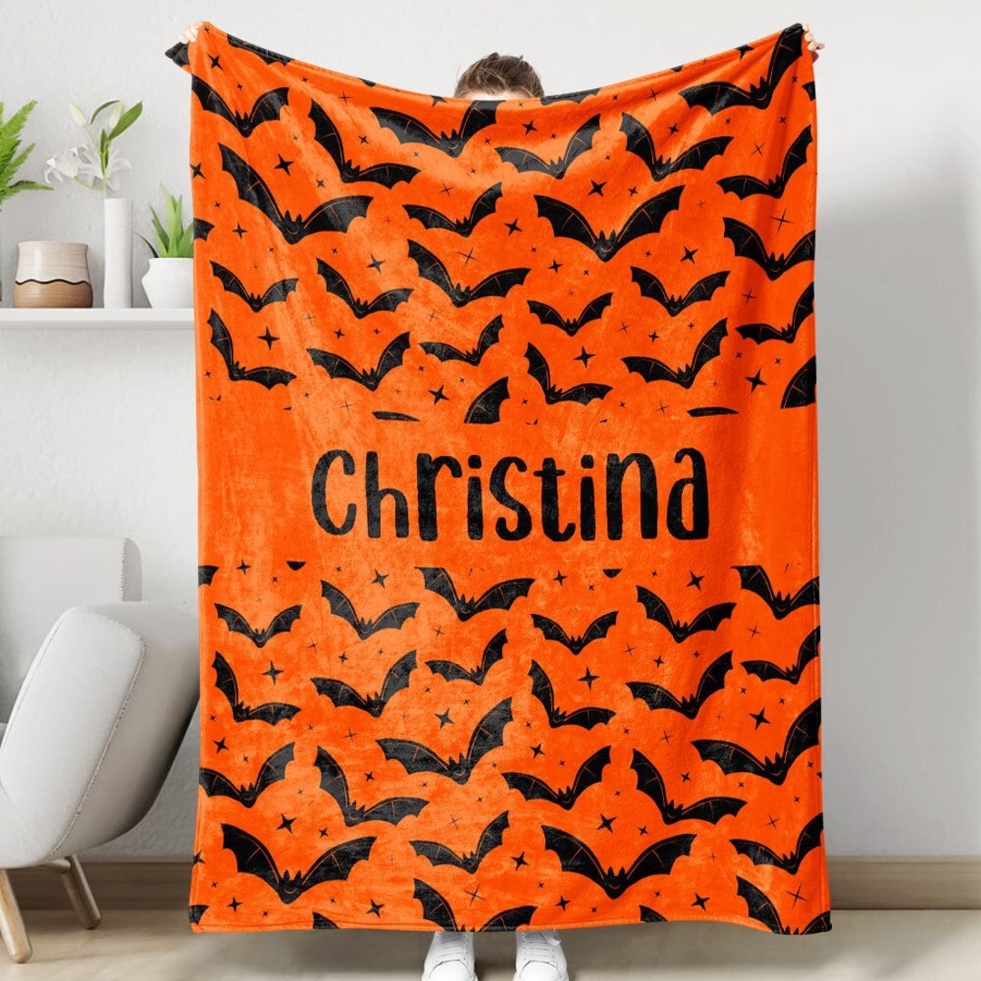 Personalized Halloween Bat Blanket, Custom Halloween Gift, Bat Blanket ...