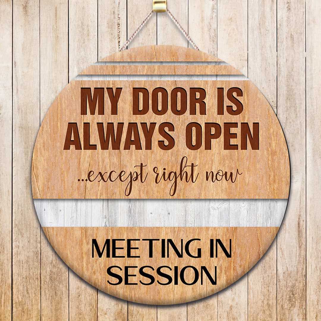 Meeting in Session Round Door Hanger PNG, Wood Door Hanger Sublimation ...