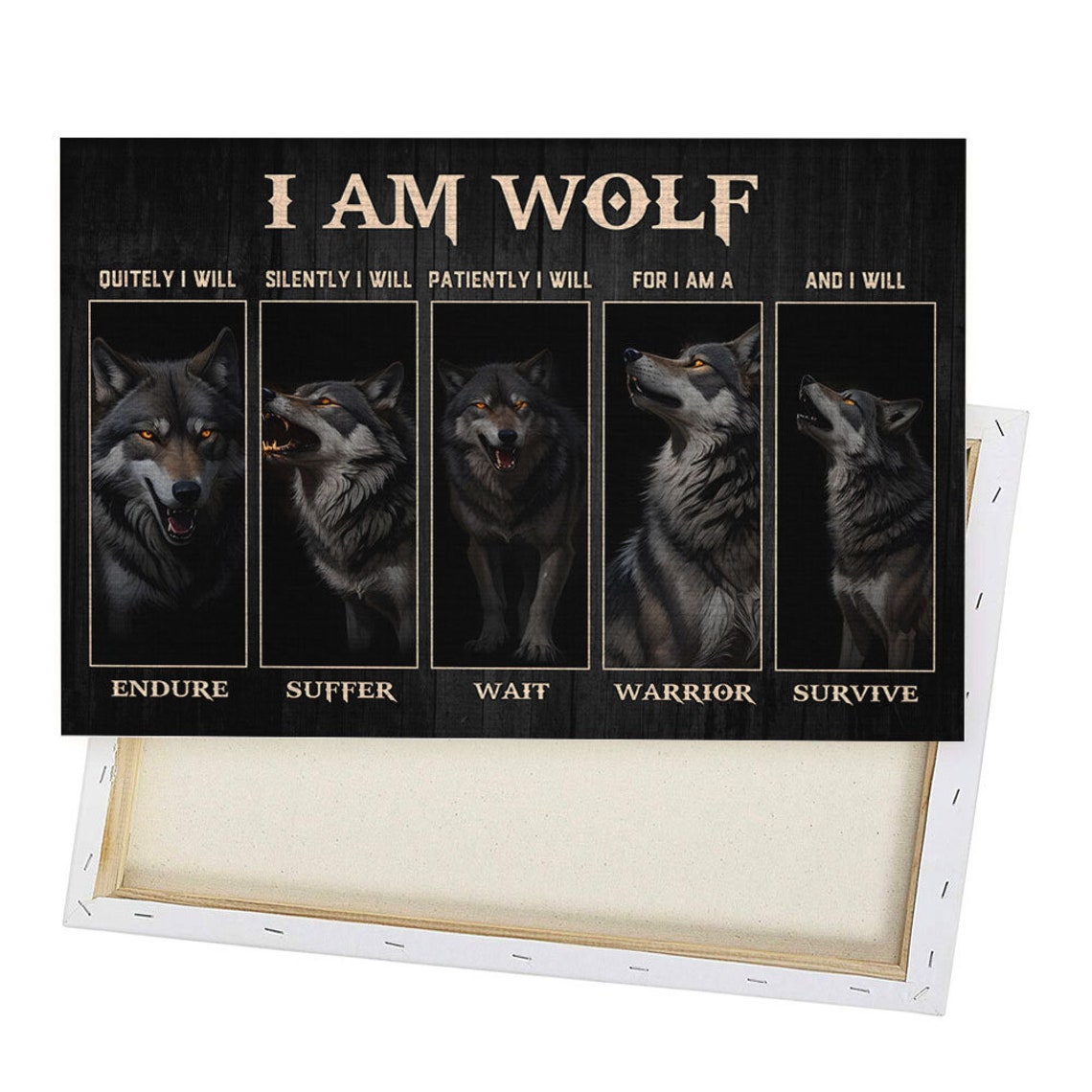 I Am Wolf Canvas Poster, Quitely I Will Silently I Will Canvas, Wolf ...