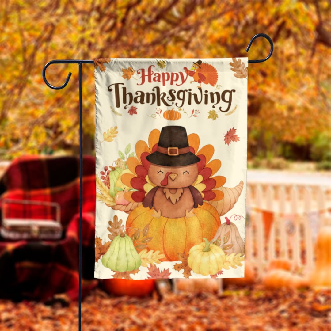 Happy Thanksgiving Turkey Garden Flag 12x18 Garden Flag Sublimation Design Download PNG File ...