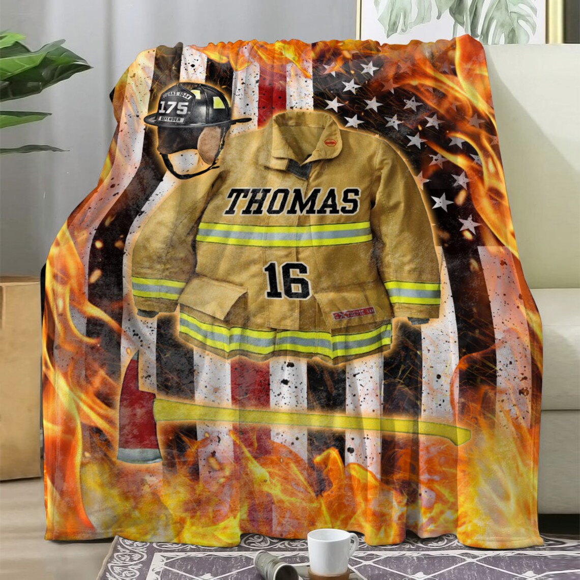 Personalized Firefighter Personalized Blanket, Custom Name American ...
