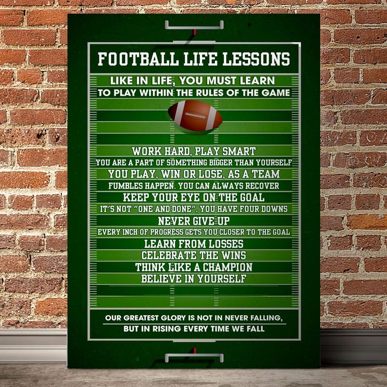 Football Life Lessons Canvas Poster, Inspirational Sports Quote ...
