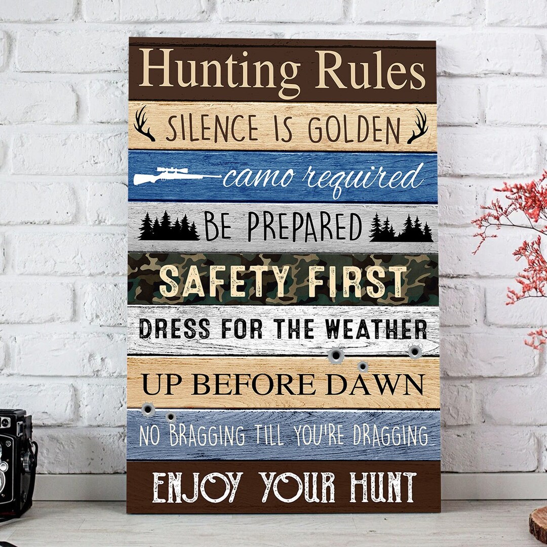 Hunting Rules Canvas, Father's Day Gifts for Dad, Hunting Buddy Gifts ...