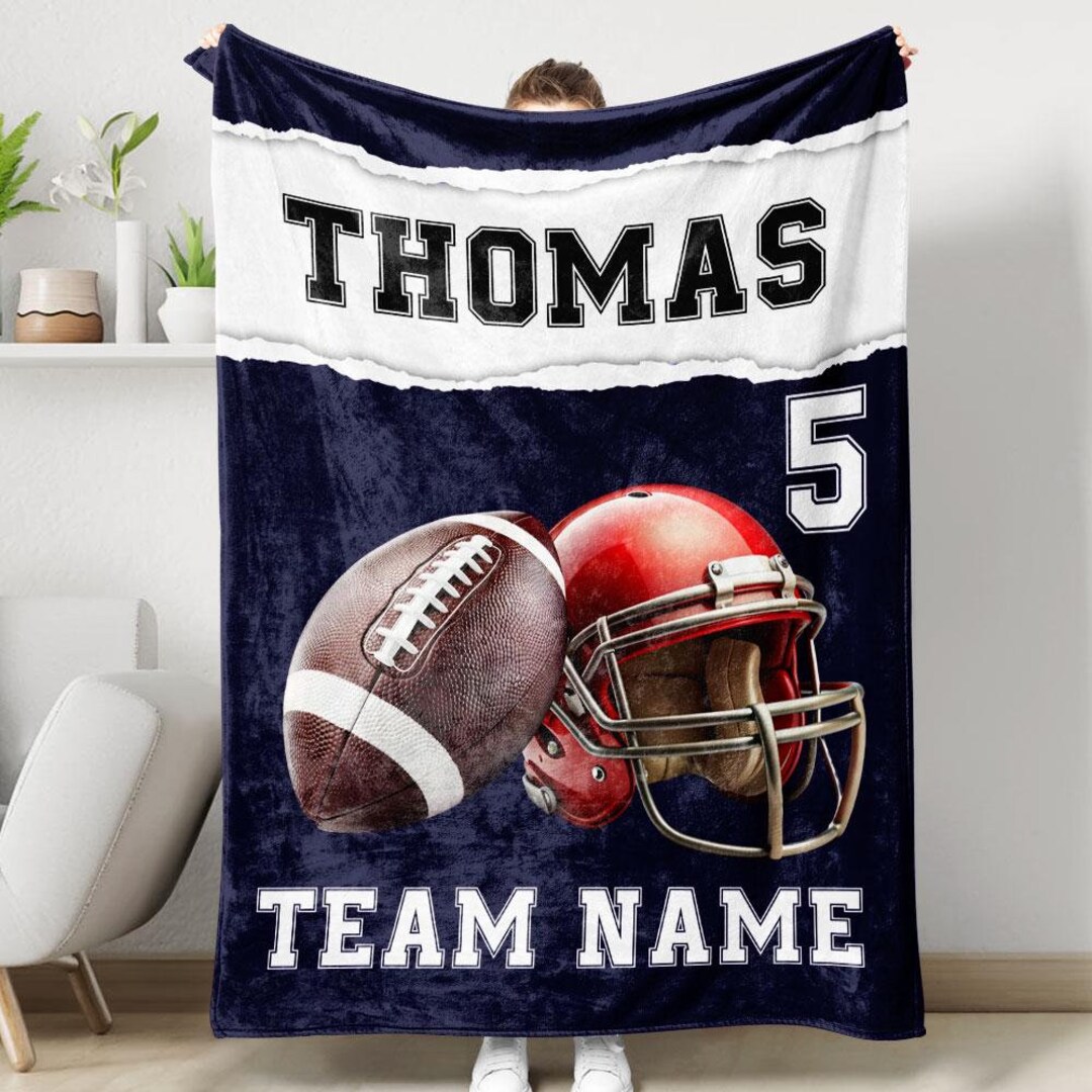 Personalized Football Blanket, Custom Name and Team Blanlet, Custom ...