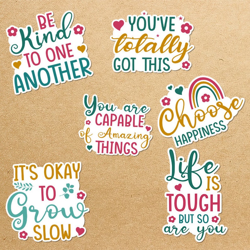 Mental Health Inspirational Sticker Bundle, Sticker PNG Bundle ...