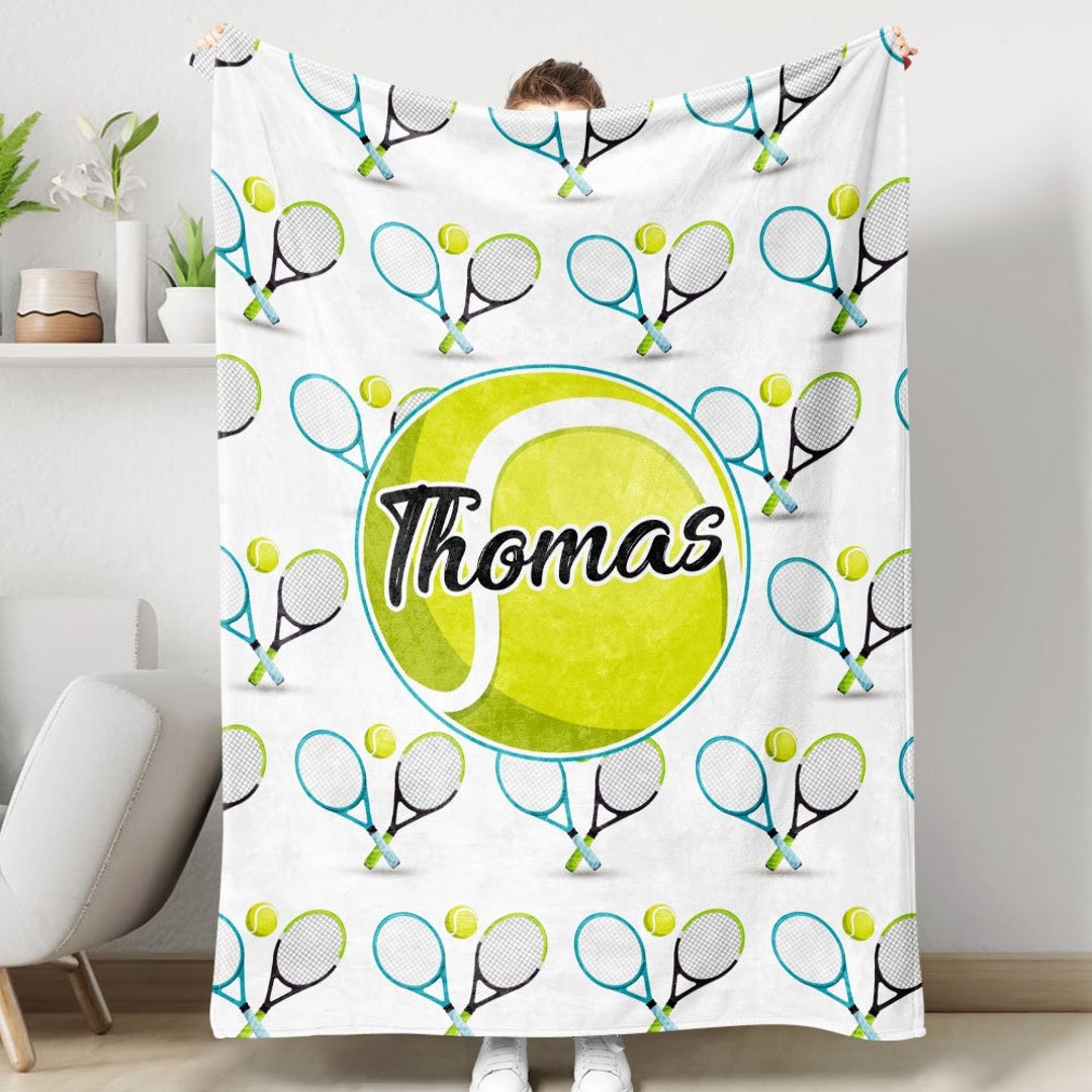 Tennis Racker Custom Name Blanket, Personalized Tennis Ball Gift, Funny ...