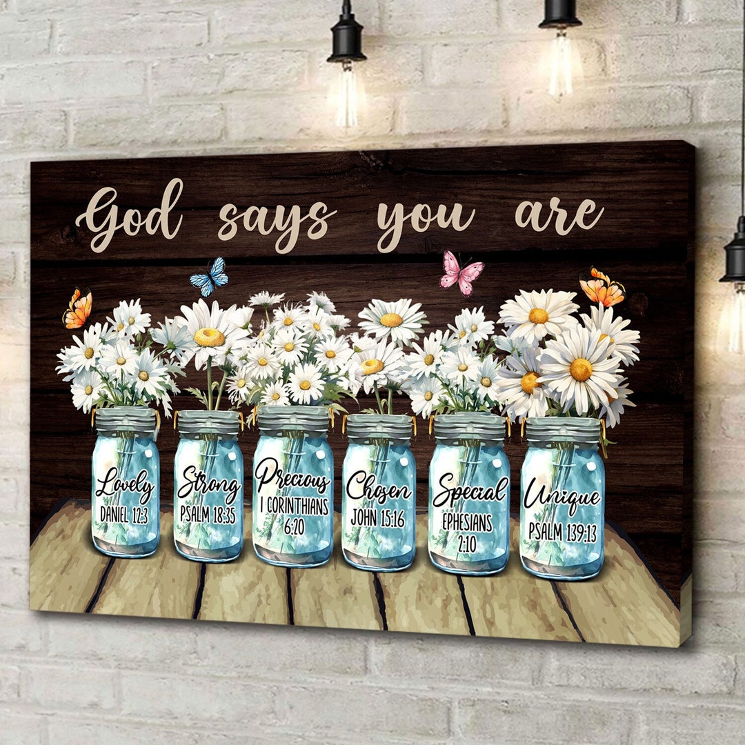 God Says You Are Daisy Canvas, Unique Special Lovely, Daisy Butterfly ...