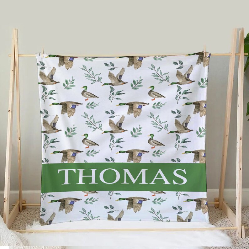 Mallard Duck Personalized Baby Blanket, Fleece Sherpa Baby Blanket Gift ...