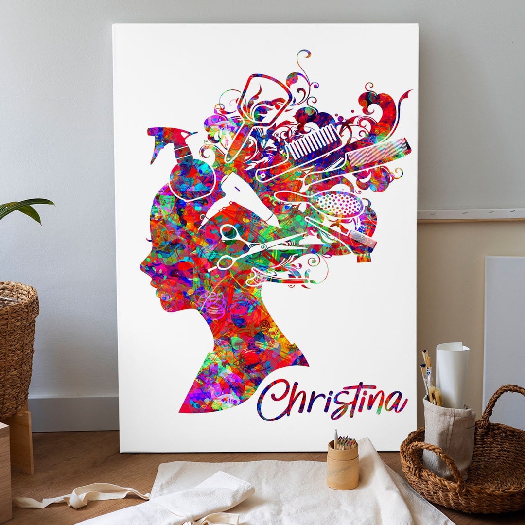 Hair Stylist Watercolor Canvas Poster, Hairstylist Appreciation Day ...