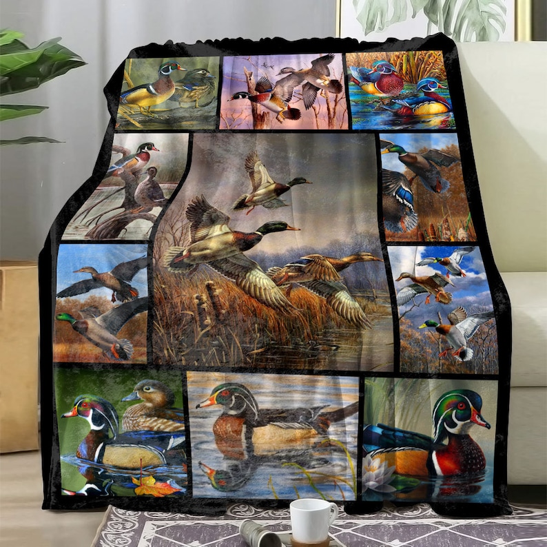 Duck Hunting Personalized Blanket, Fleece Sherpa Baby Blanket Gift ...