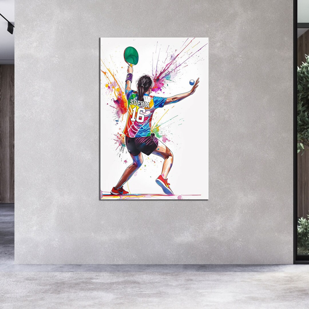 Table Tennis Girl Player Canvas Poster, Personalised Table Tennis ...