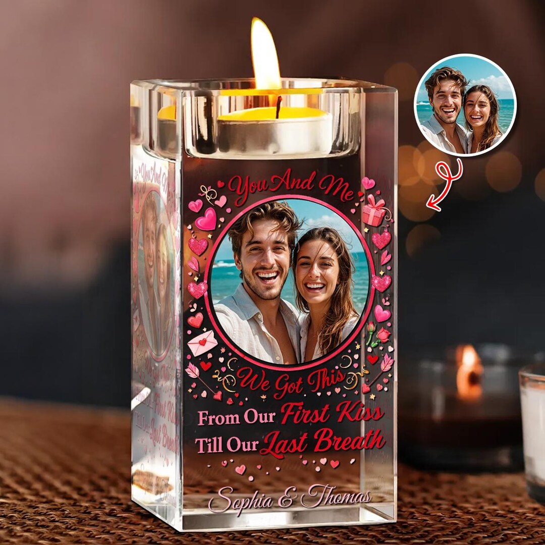 Personalized First Kiss Till Last Breath Candle Holder, Custom Name ...