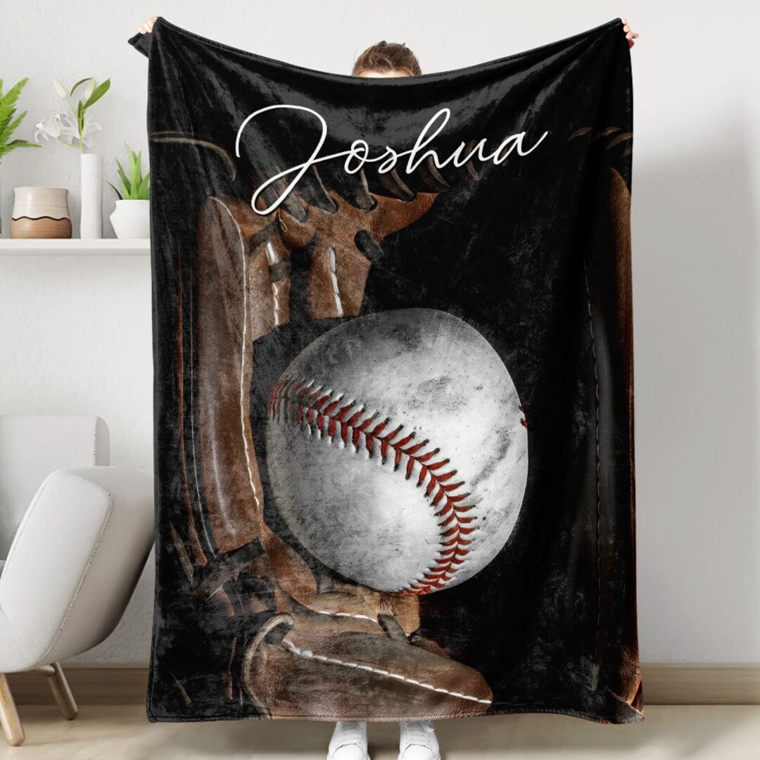 Baseball Ball & Glove Blanket, Baseball Personalized Blanket, Custom ...