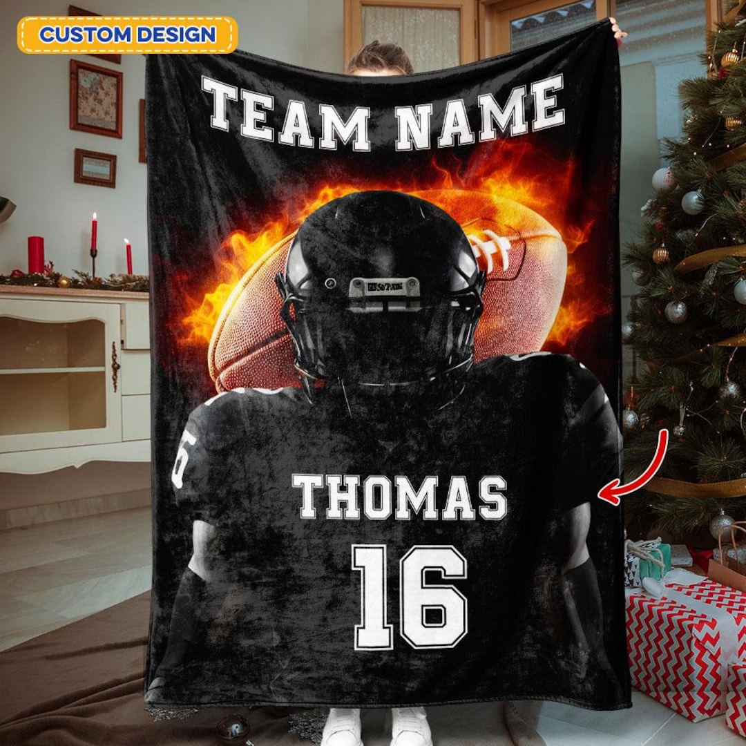 Football Team Custom Blanket, Personalized Football Blanket, Custom ...