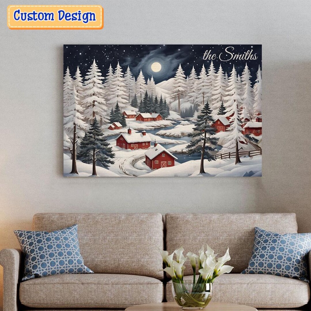 Christmas Folk Canvas Poster, Rustic Christmas Poster, Vintage ...