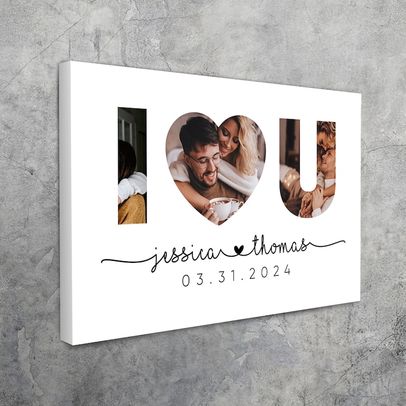 I Love You Collage Canvas, Couple Photo Collage Poster, Love Photo ...