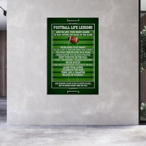 Football Life Lessons Canvas Poster, Inspirational Sports Quote ...