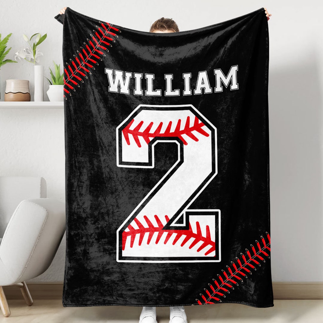 Personalized Baseball Blanket, Custom Name Number Soft Cozy Sherpa ...