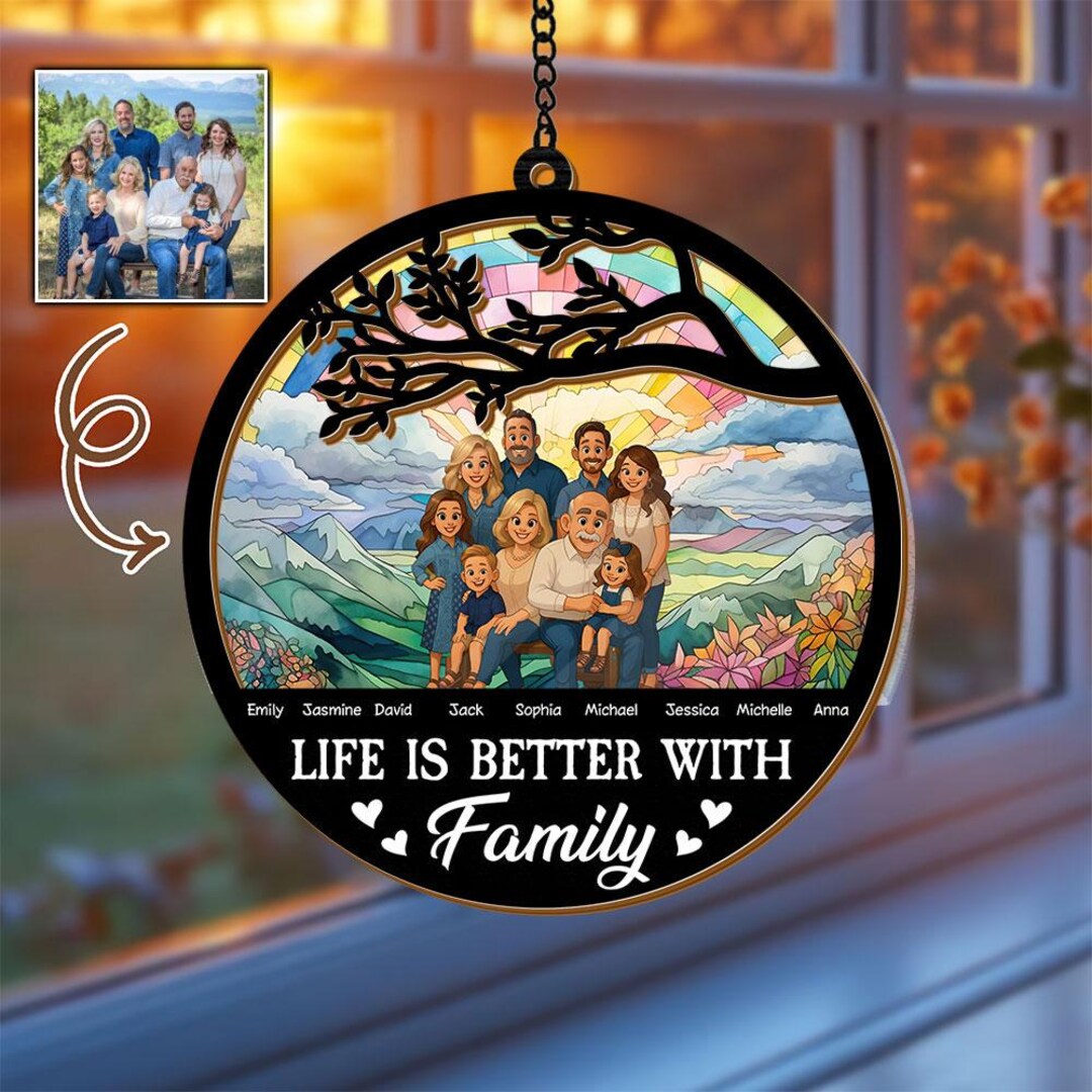 Personalized Family Suncatcher,custom Stained Glass Window Hanging ...