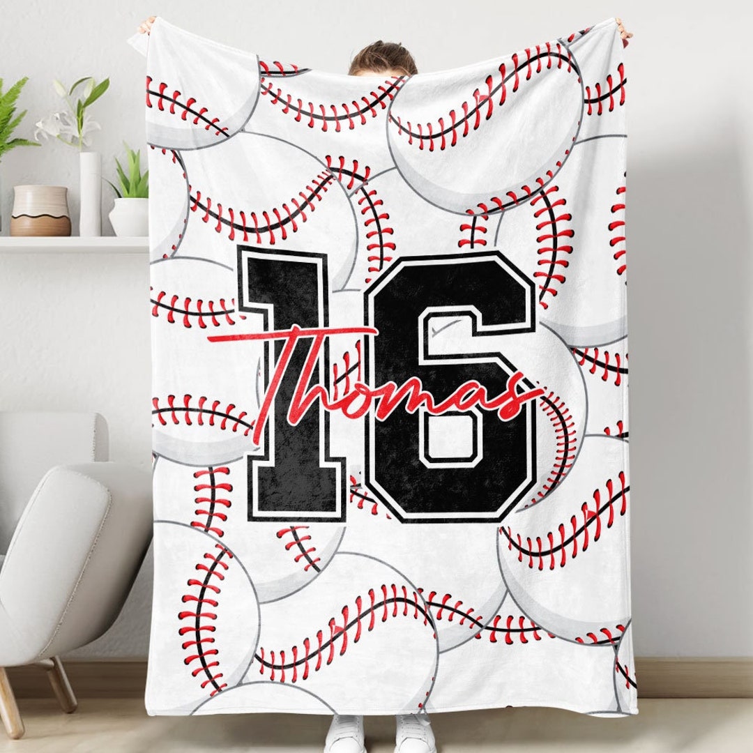Personalized Baseball Blanket for Kids or Adults, Custom Name Blanket ...