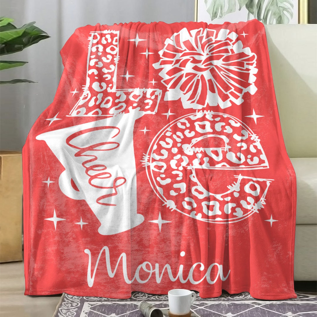 Cheerleading Personalized Blanket, Cheer Pom Poms Soft Cozy Sherpa ...