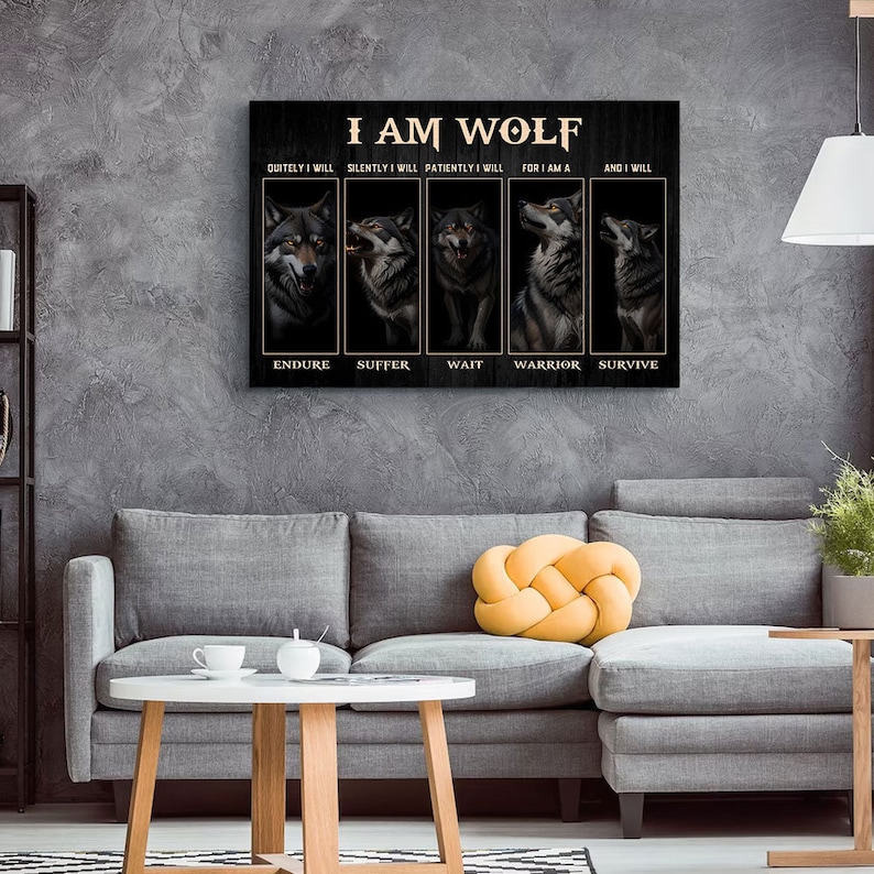 I Am Wolf Canvas Poster, Quitely I Will Silently I Will Canvas, Wolf ...