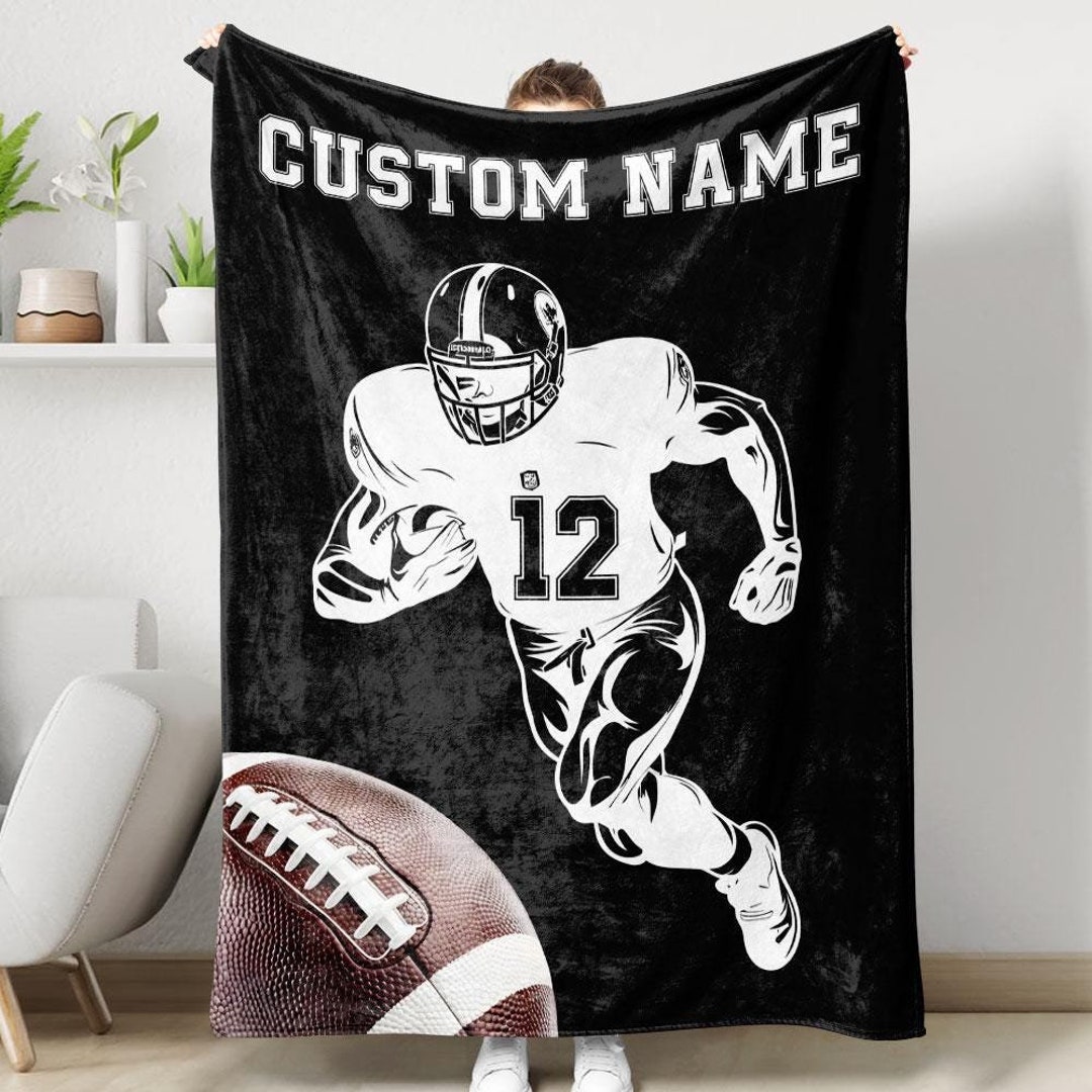Personalized Football Blanket, Custom Name and Team Logo Blanket, Cozy ...