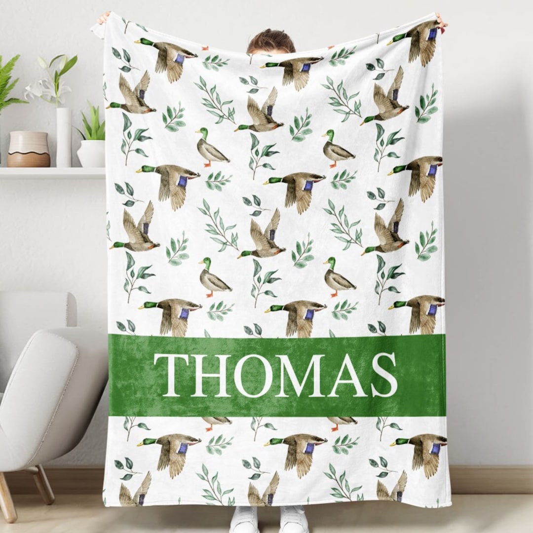 Mallard Duck Personalized Baby Blanket, Fleece Sherpa Baby Blanket Gift ...