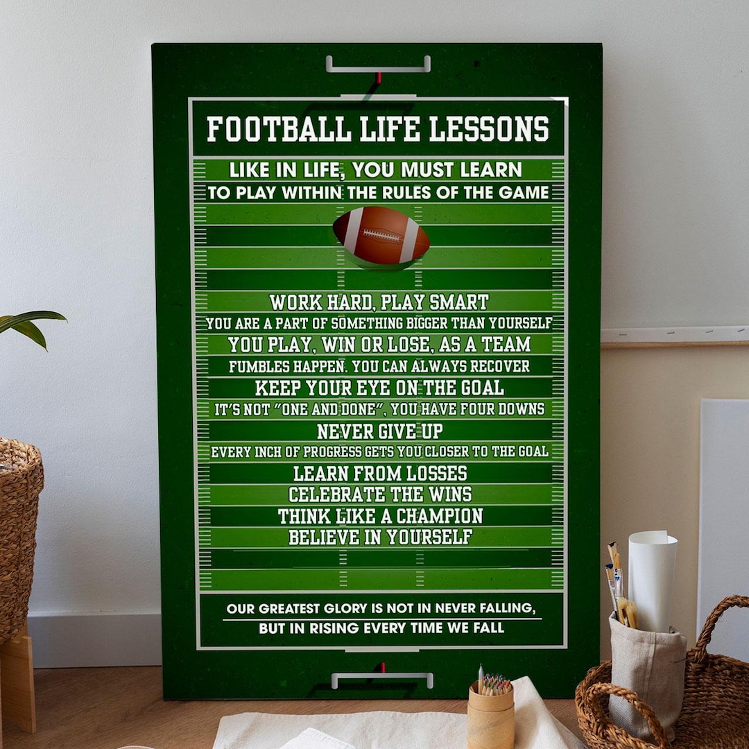 Football Life Lessons Canvas Poster, Inspirational Sports Quote ...