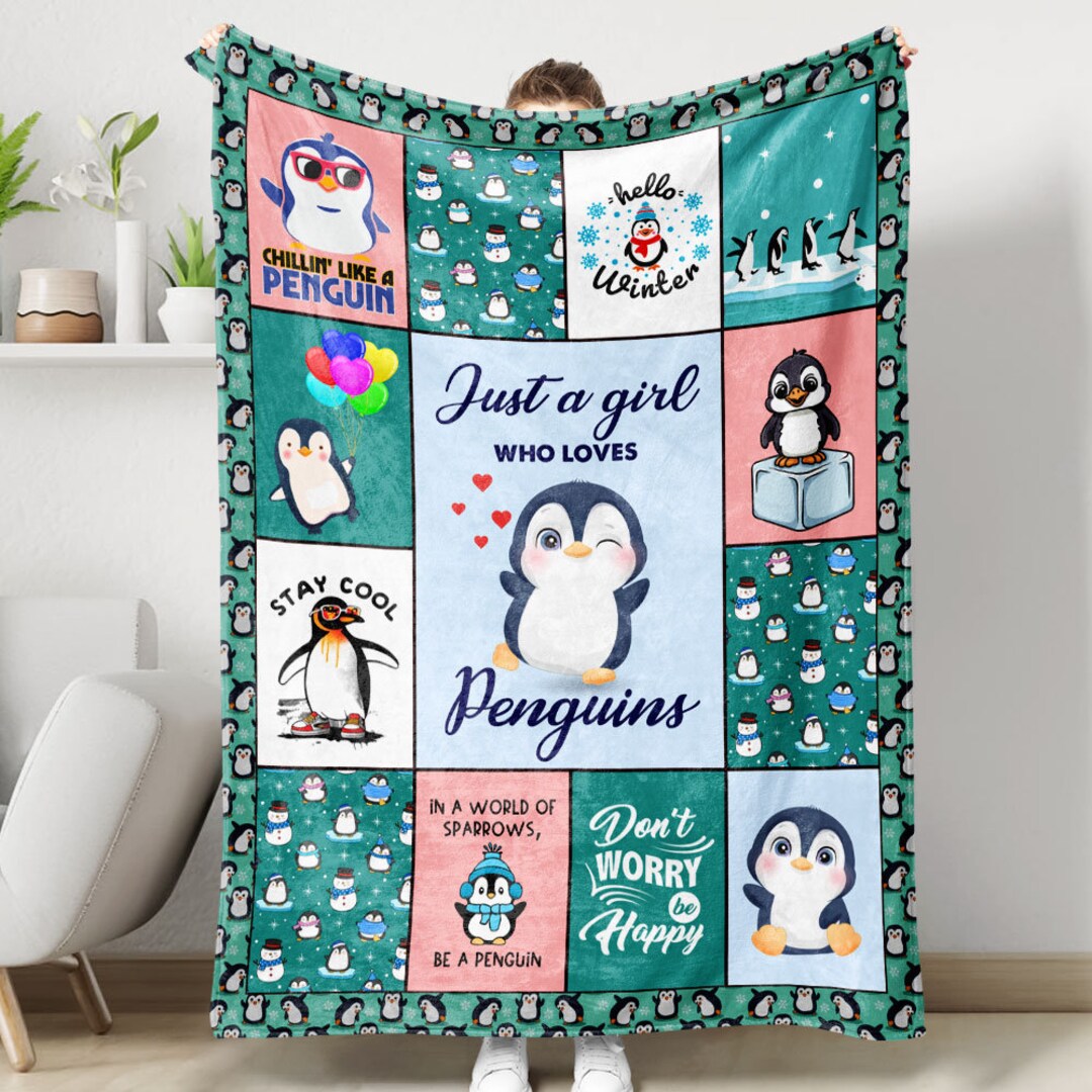 Just A Girl Who Love Penguins Blanket, Soft Cozy Sherpa Fleece Throw ...