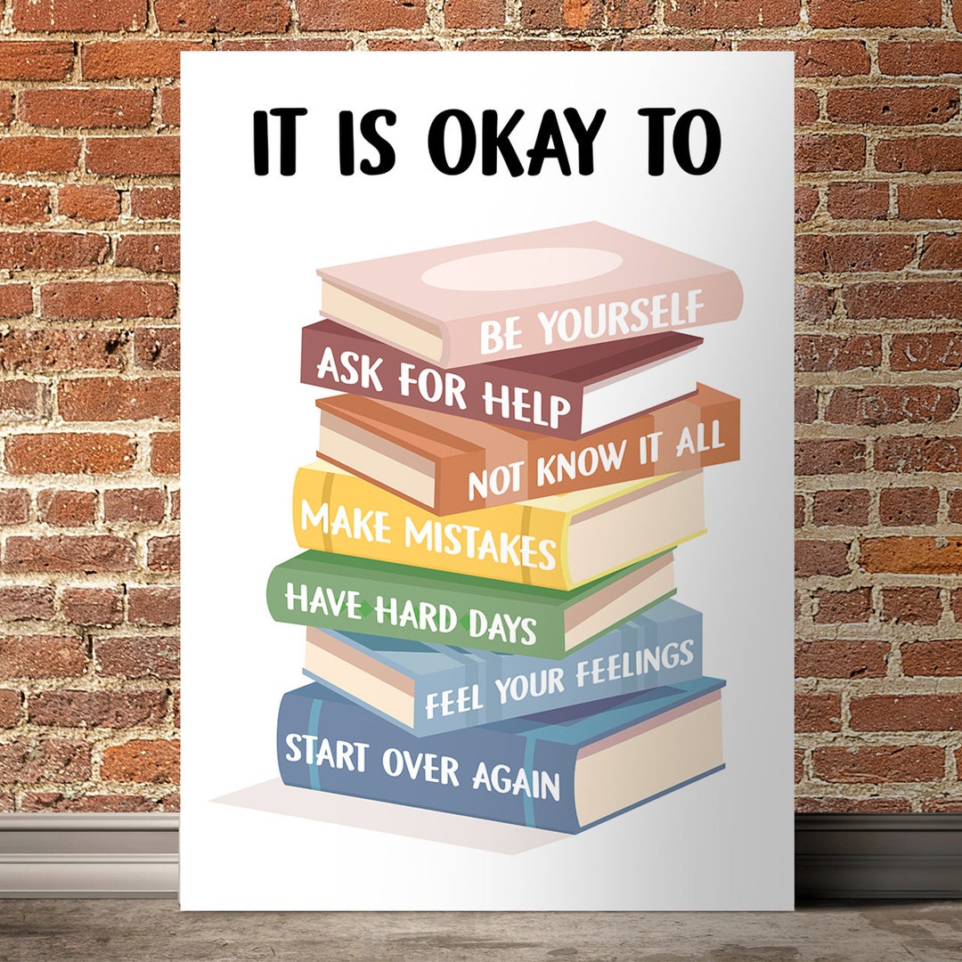 It's Okay to Not Be Okay Canvas, Motivational Kids Poster, Classroom ...