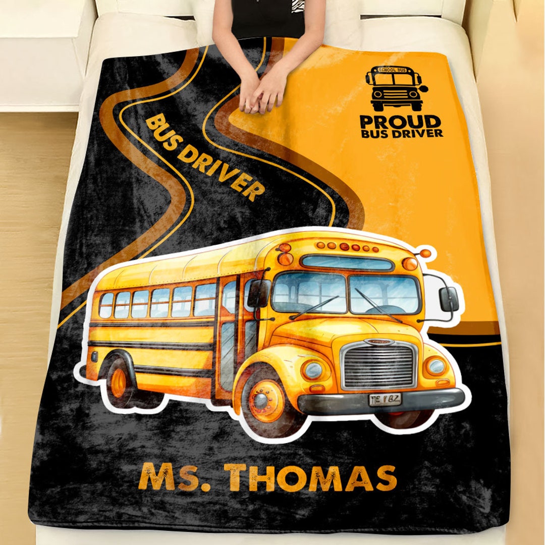 Proud Bus Driver Blanket, Soft Cozy Sherpa Fleece Throw Blankets for ...